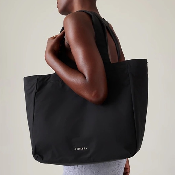 Athleta | Bags | Athleta All About Shoulder Tote Bag In Black | Poshmark